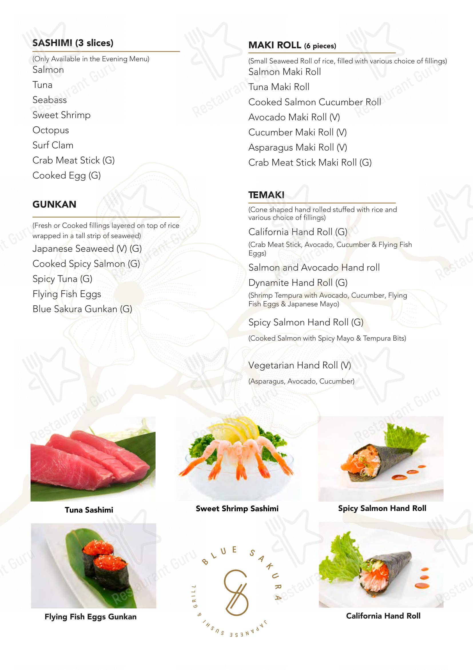 Menu at Blue Sakura Leeds restaurant, Leeds