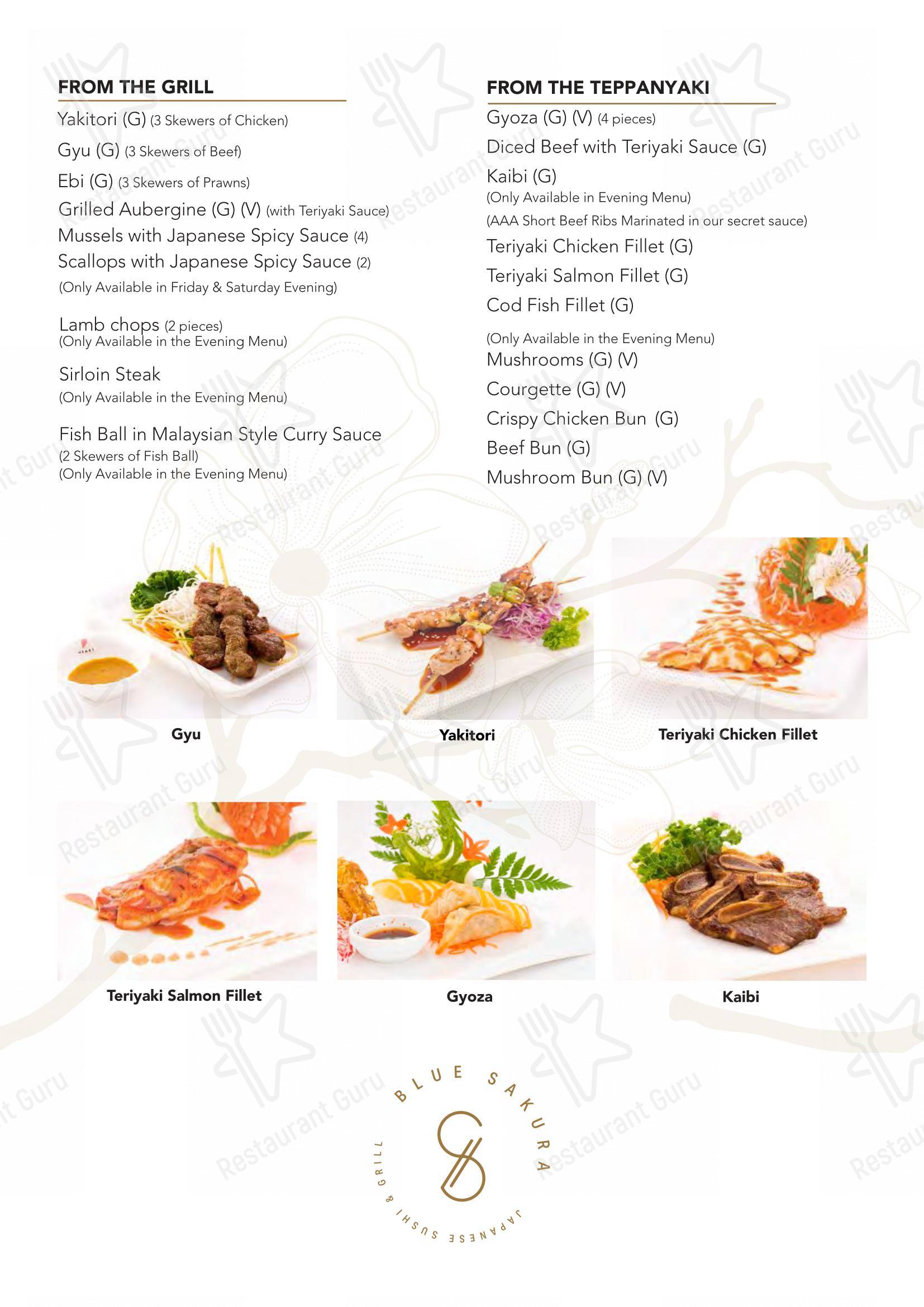 Menu at Blue Sakura Leeds restaurant, Leeds