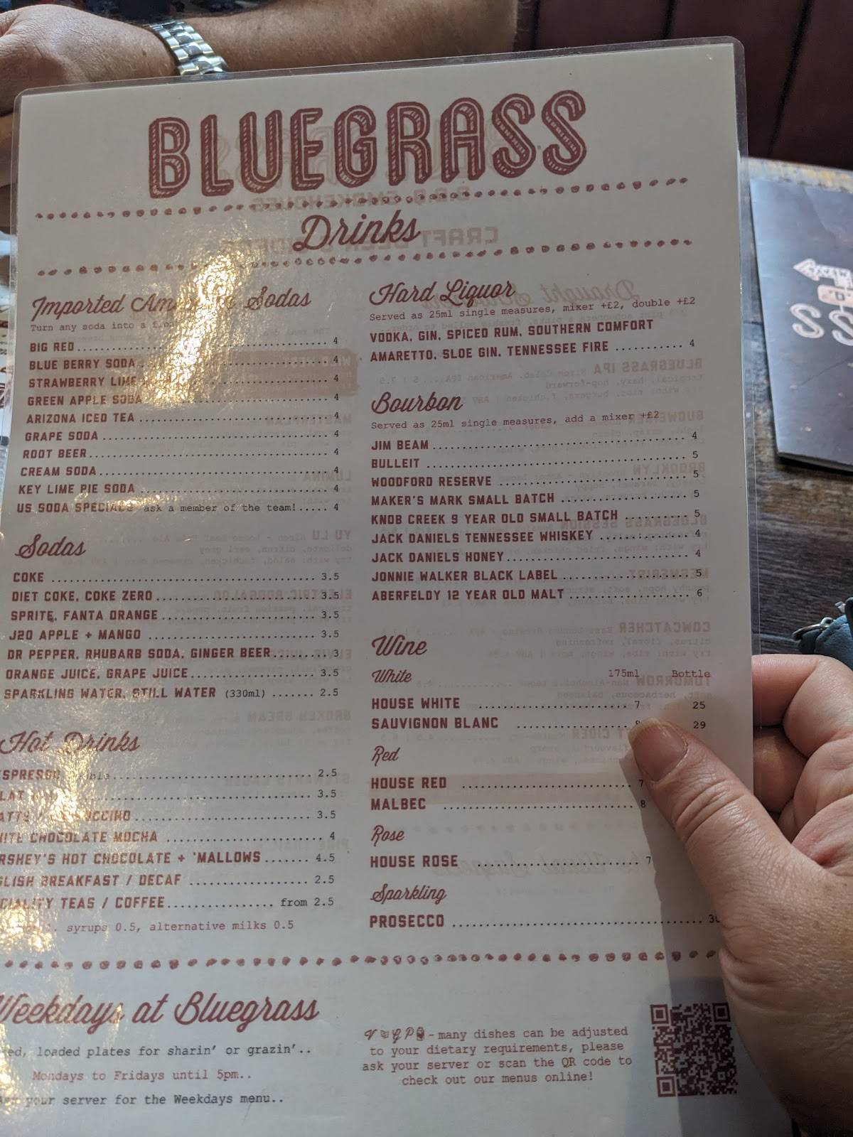 Menu at Bluegrass BBQ, Reading, 15 Gun St