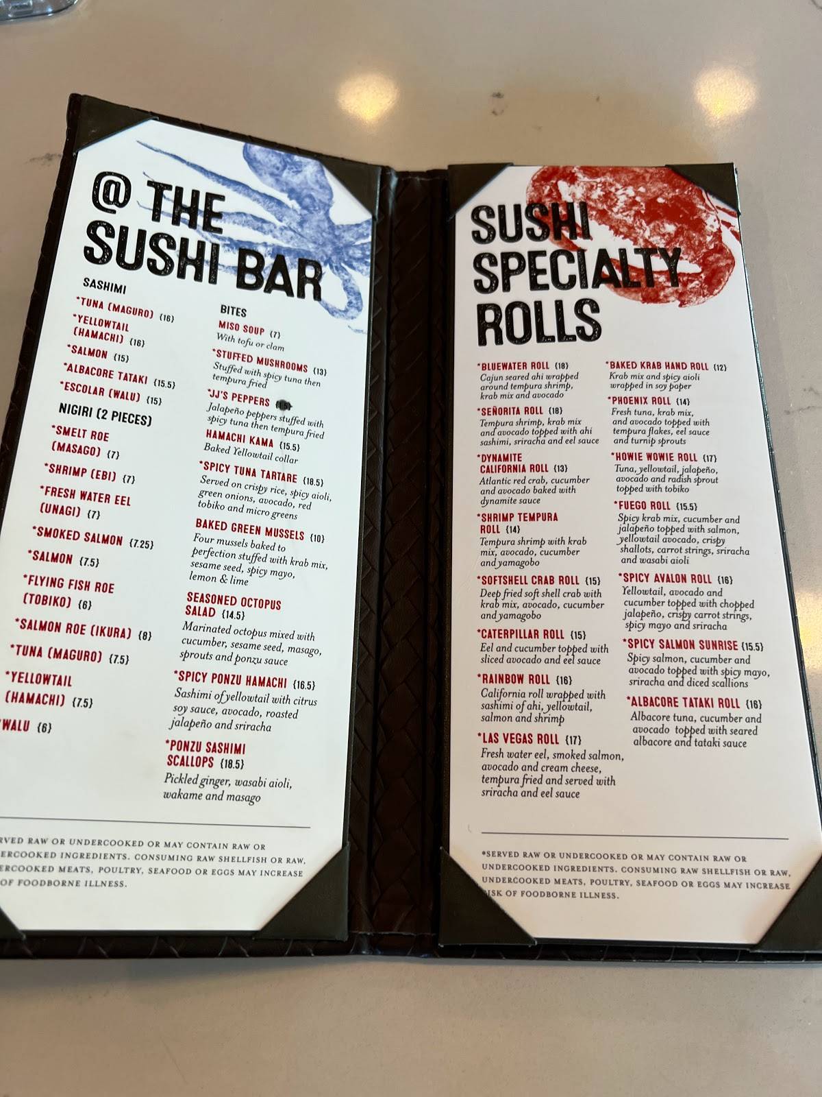 Menu at Bluewater Grill restaurant, Phoenix, E Bethany Home Rd