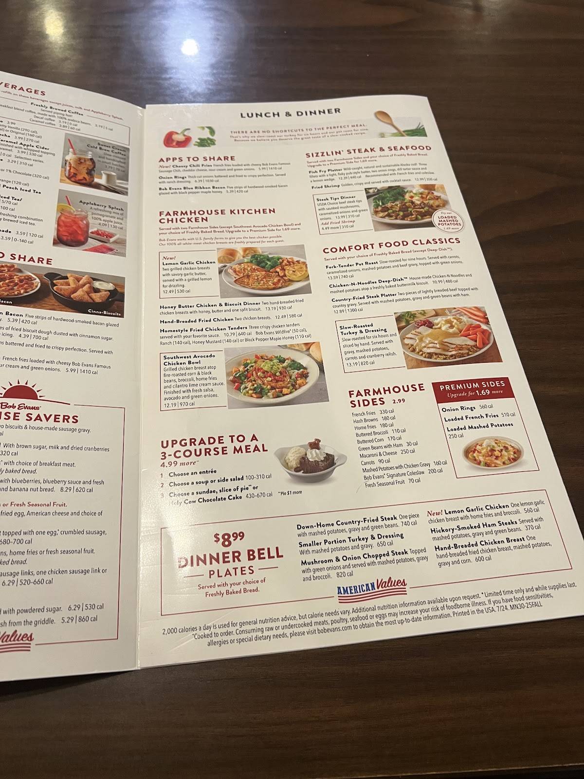 Menu at Bob Evans restaurant, Oaks, 100 Cresson Blvd Unit 2