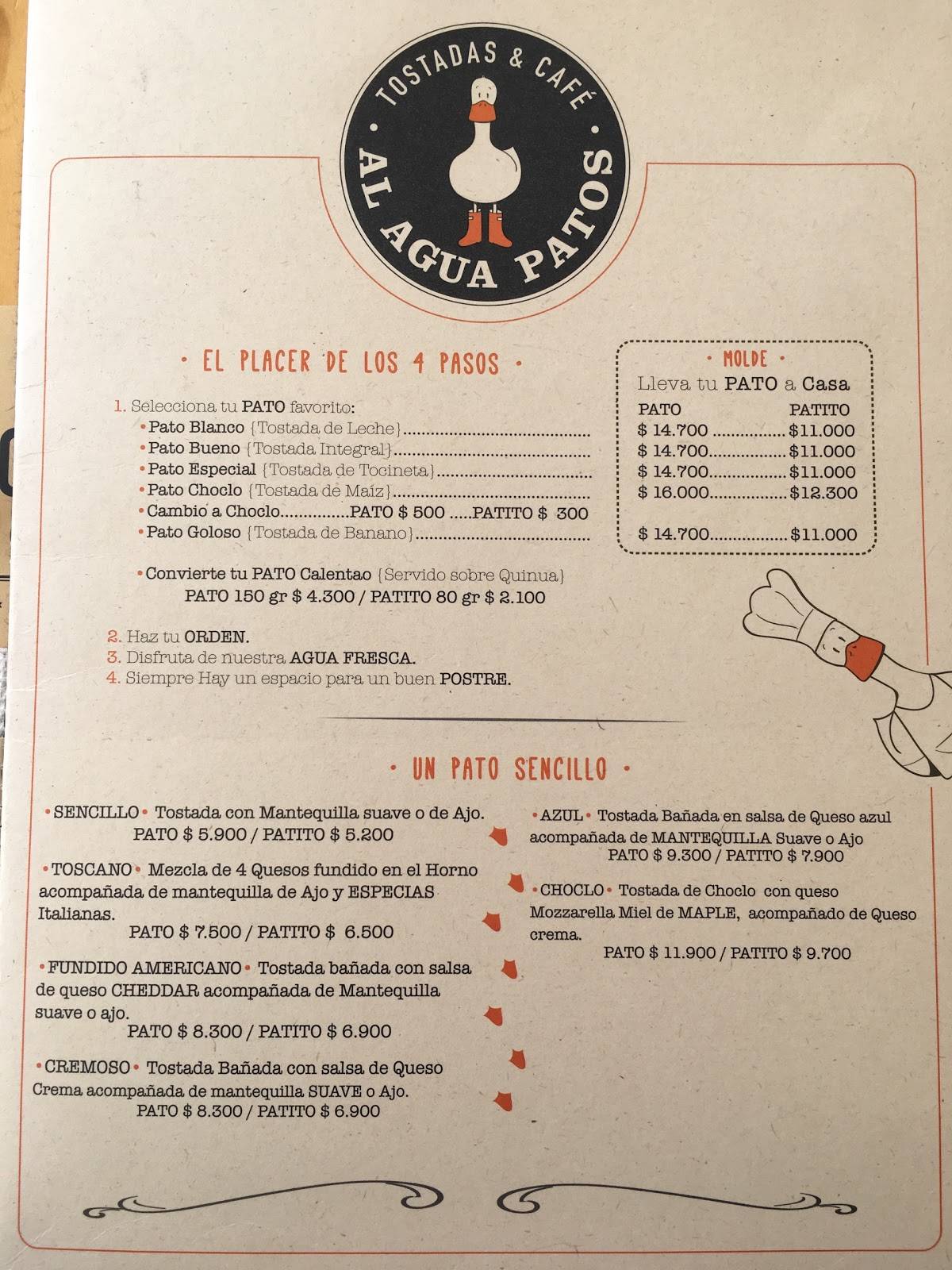 Carta del restaurante Al Agua Patos, Bogotá, Cl. 104 #18A-52