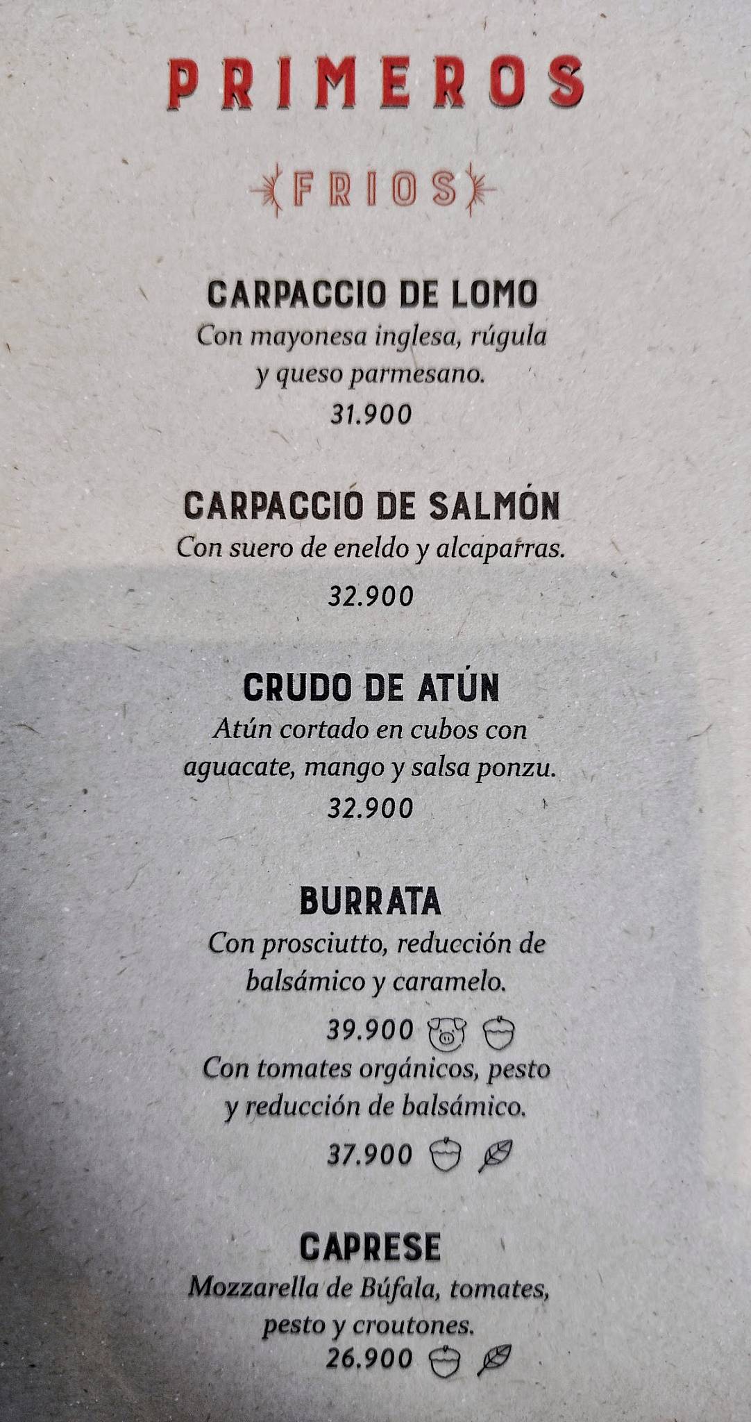 Carta del restaurante Semolina-109, Bogotá, Cl. 109 #17-63