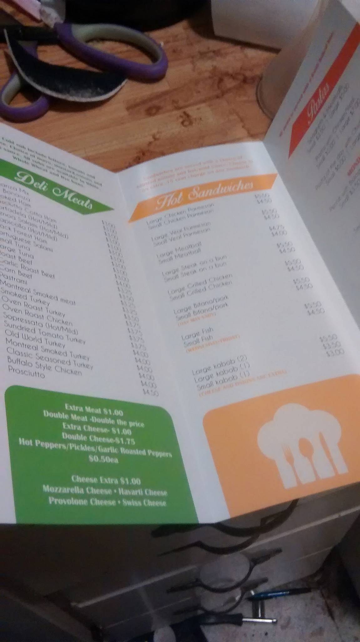 Menu at Bonanza Bakery, Hamilton