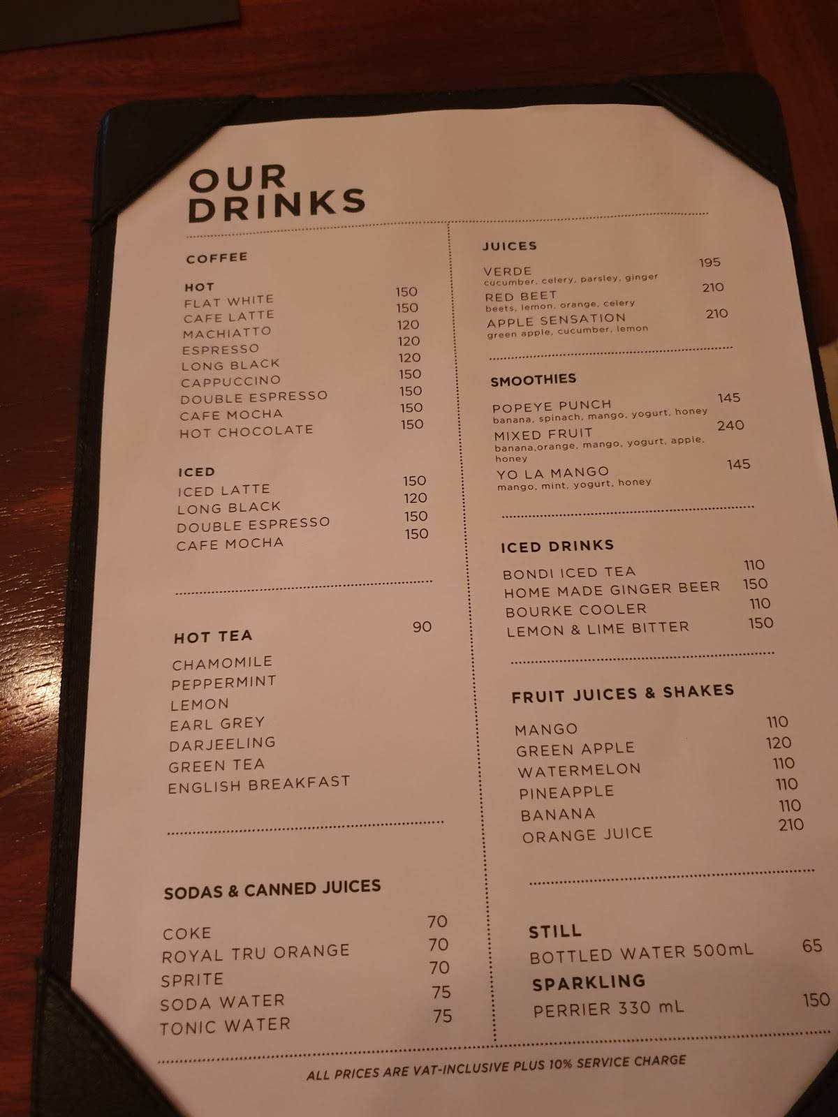 Menu at Bondi&Bourke Davao restaurant, Davao City