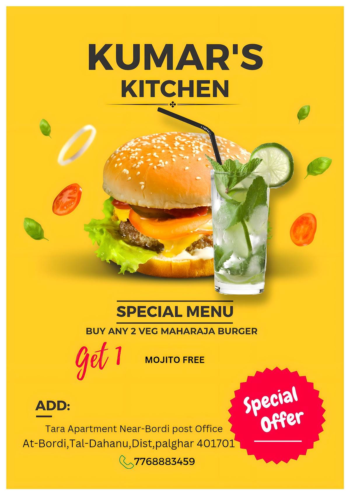 Menu at Kumar's Kitchen, Bordi