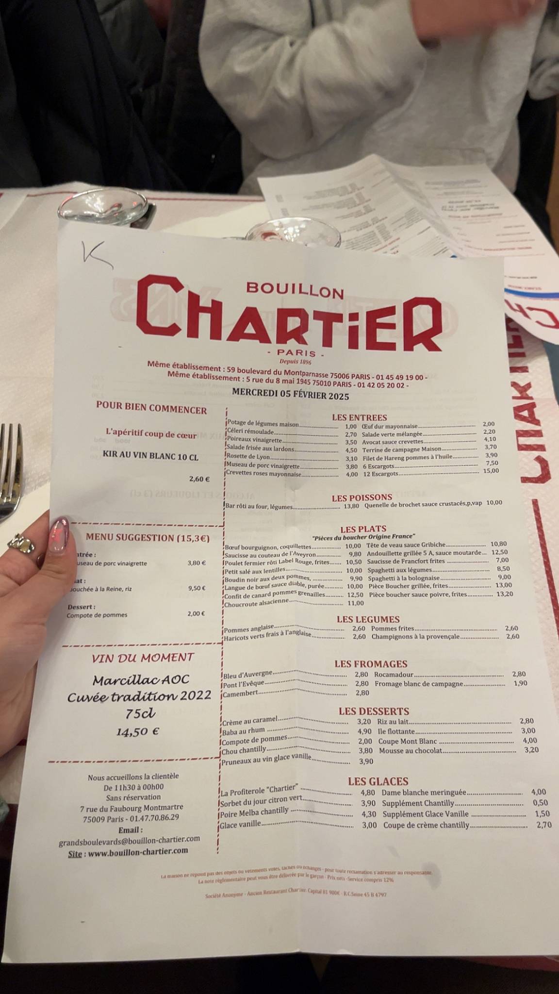 Menu au Bouillon Chartier Grands Boulevards restaurant, Paris, 7 Rue du ...