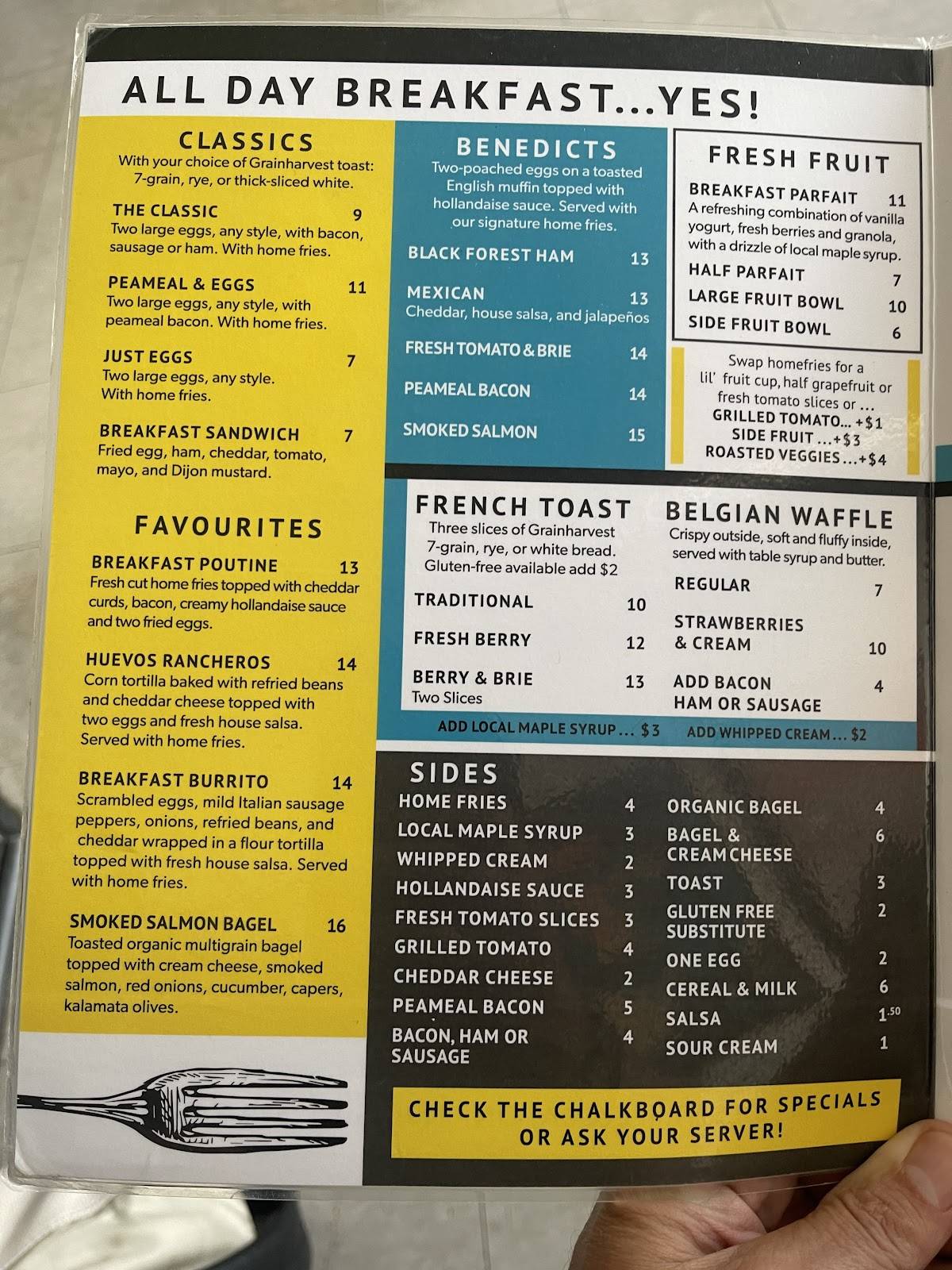 Menu at Box Social restaurant, Elora