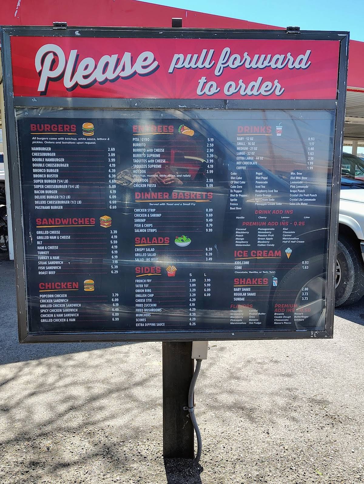 Menu at Brad's Food Hut restaurant, Cedar City