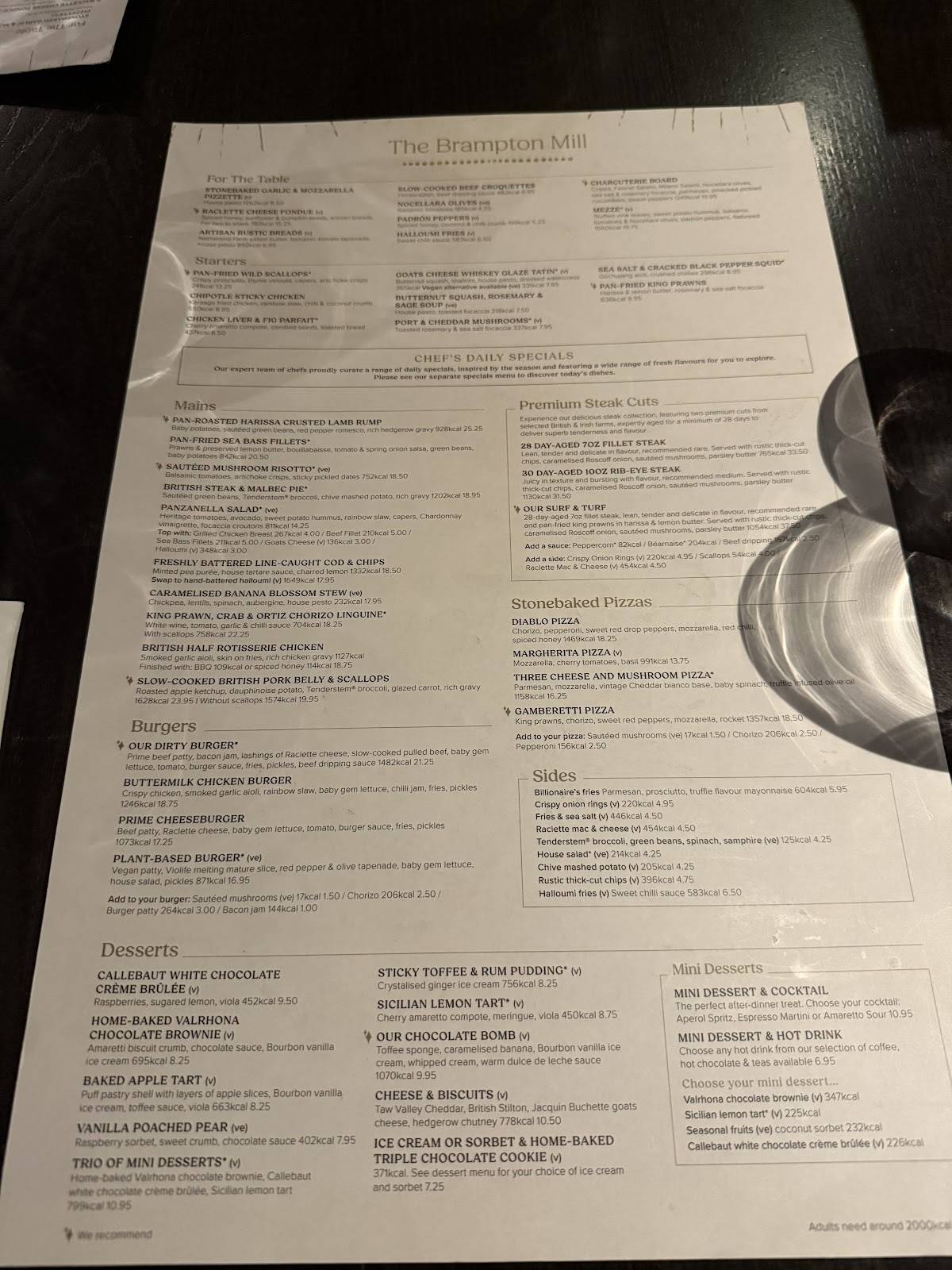 Menu at Brampton Mill Huntingdon pub & bar, Huntingdon