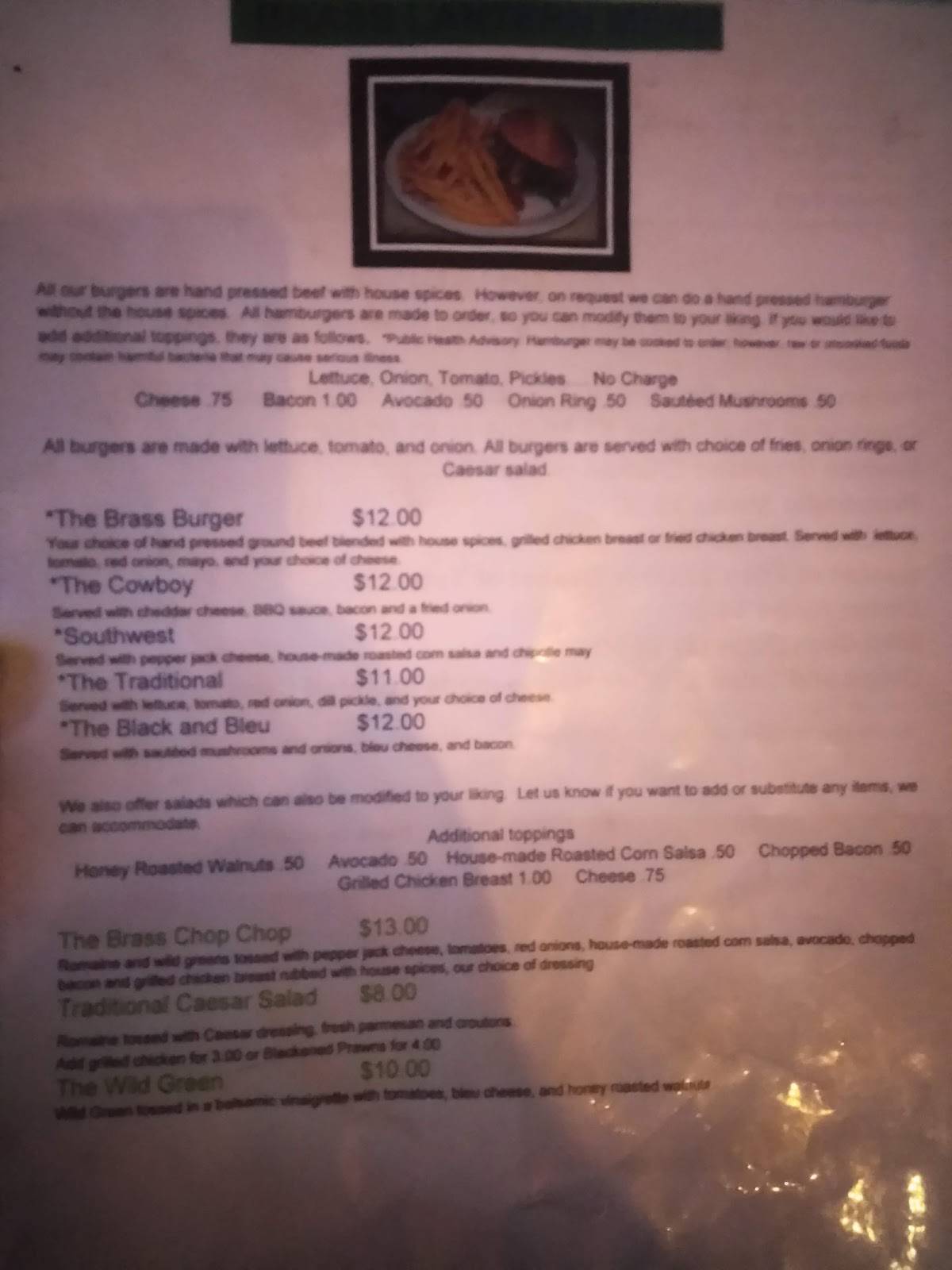 Menu at Brass Lantern pub & bar, Tacoma, E McKinley Ave