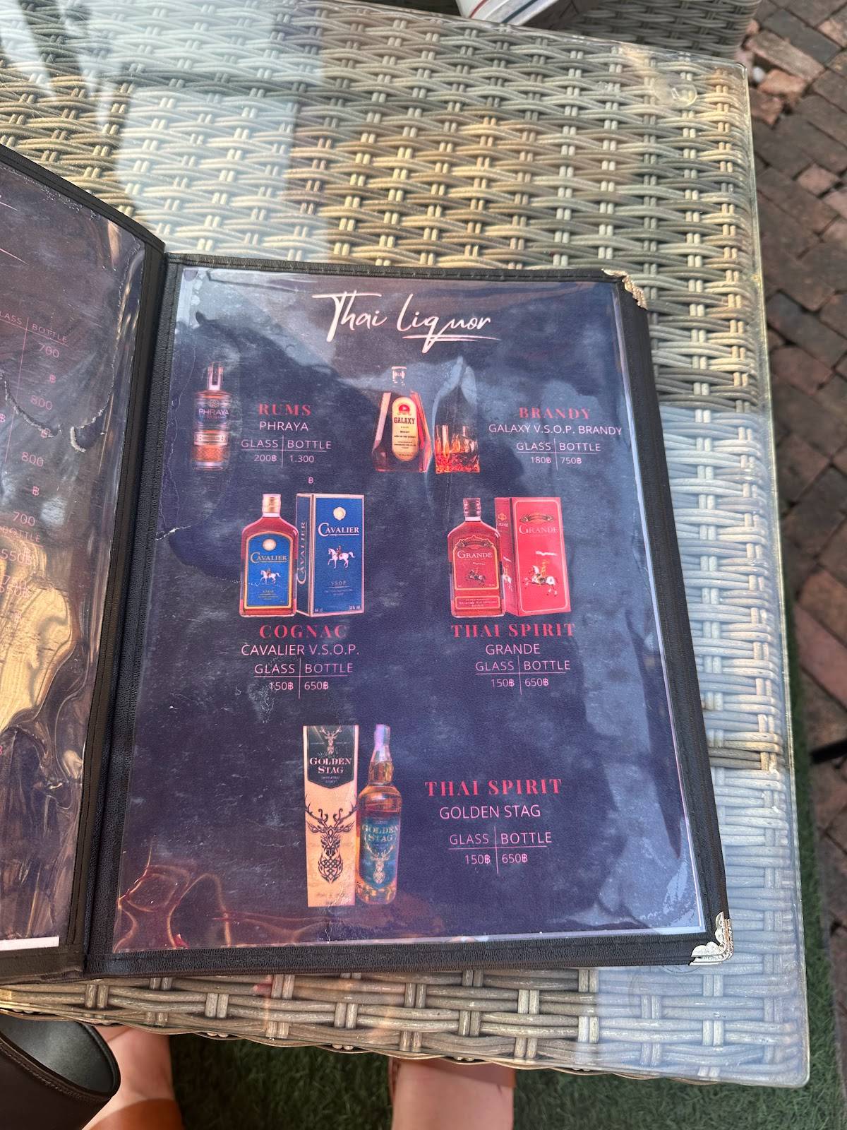 Menu at Bravo Rooftop Bar, Bangkok