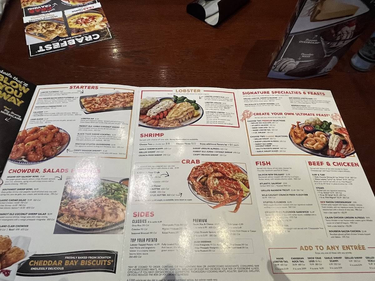 Menu at Red Lobster restaurant, Brea, 250 Brea Mall
