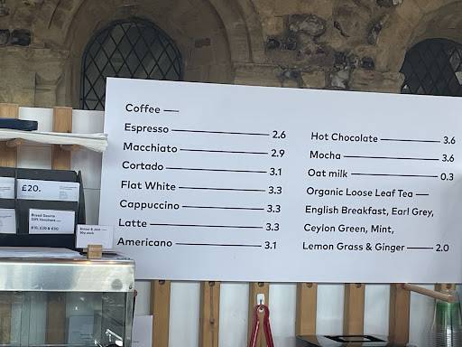 Menu at Bread Source - The Refectory cafe, Norwich
