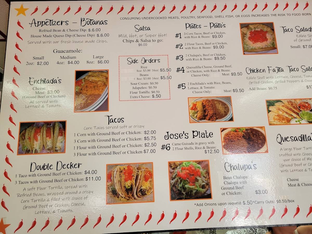 Menu at Brenda's Little Taste of Texas restaurant, Adrian, 104 Toledo St