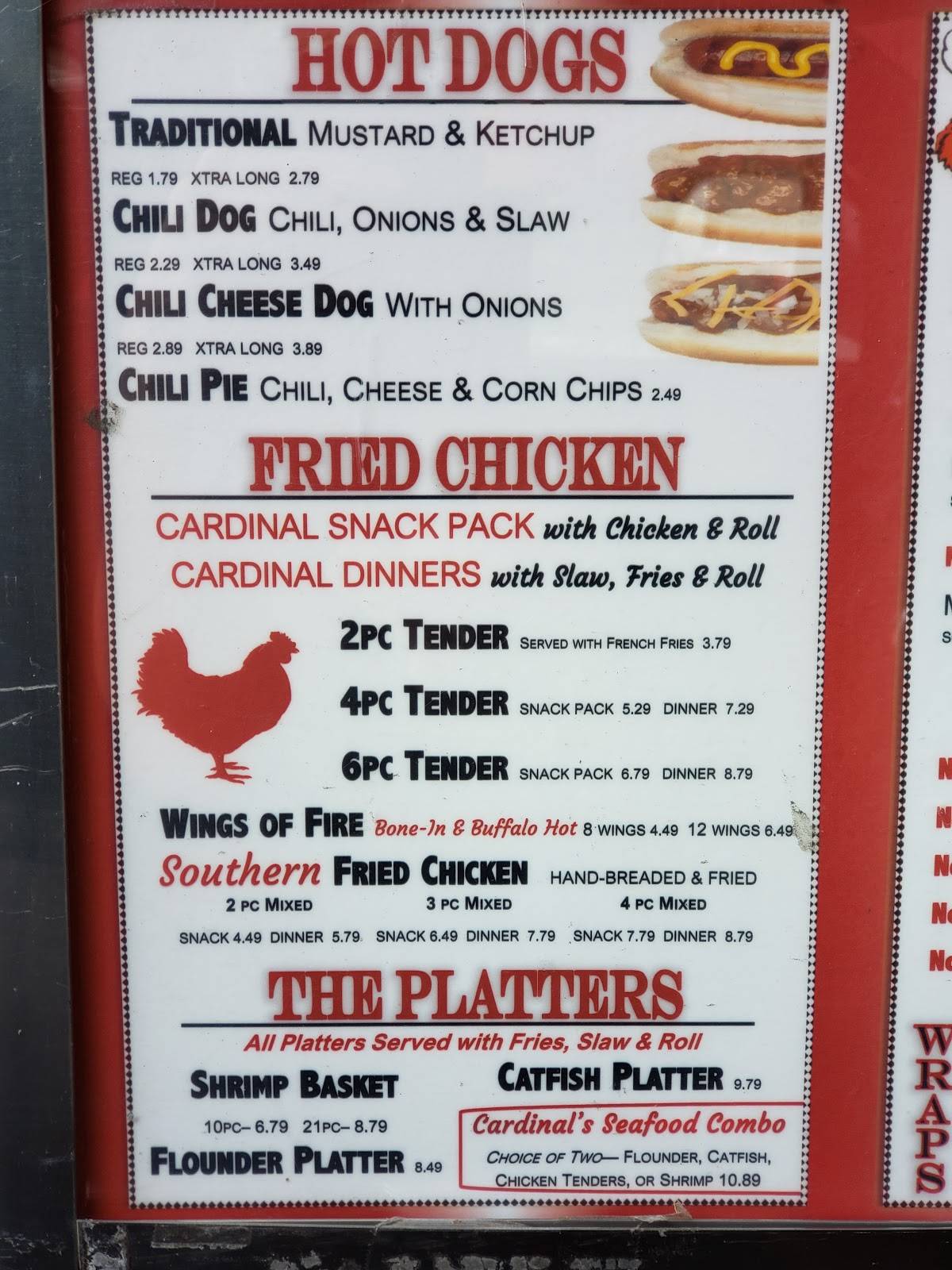 Menu at Cardinal Drive-In restaurant, Brevard