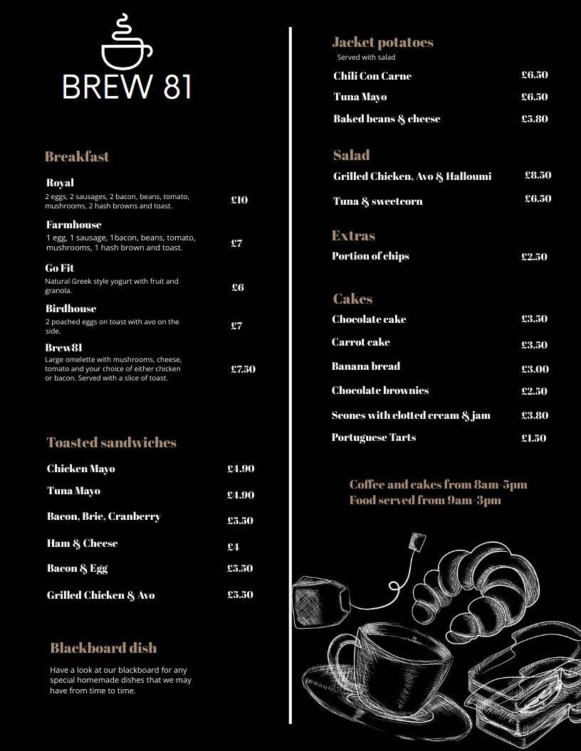 Menu at Brew81, Wickford