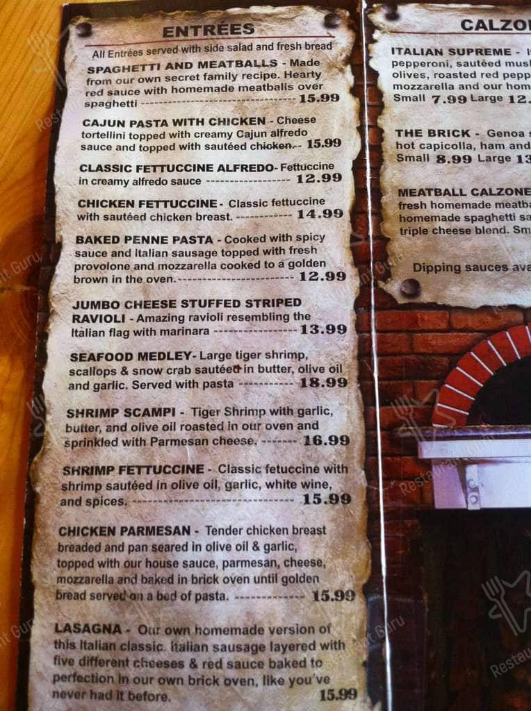 Menu at The Brick Oven pub & bar, Hannibal