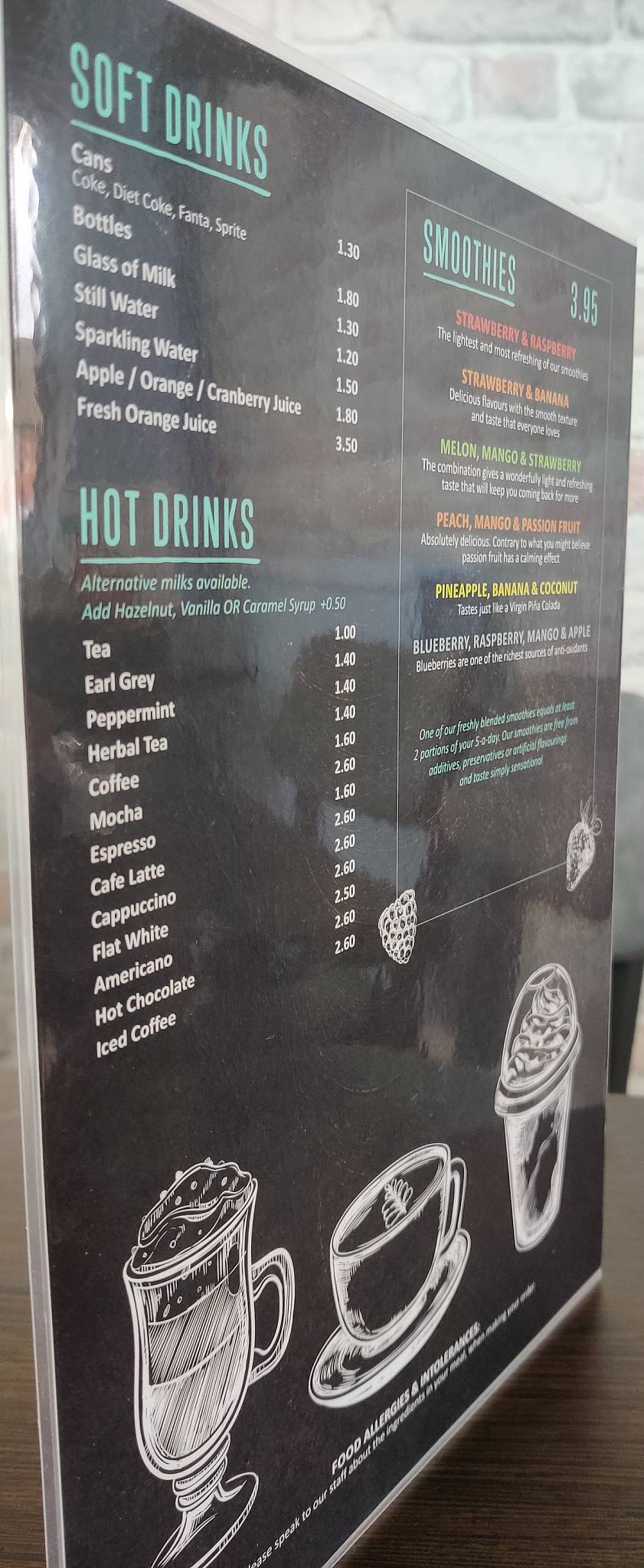 Menu at Bridge Cafe, Epsom