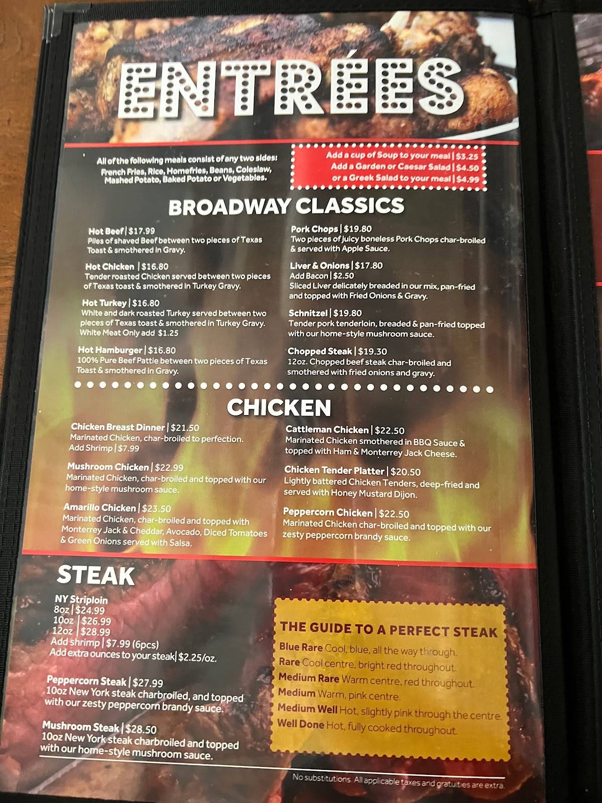 Menu at Broadway Diner restaurant, Hamilton