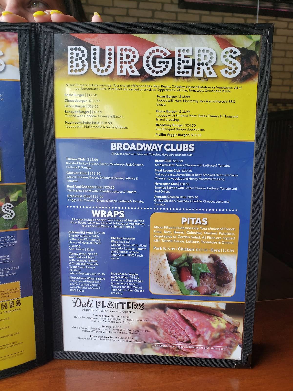 Menu at Broadway Diner restaurant, Hamilton