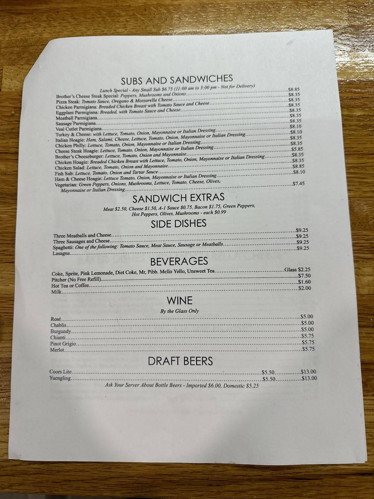 Menu at Brother's Pizza & Italian pizzeria, Blackstone