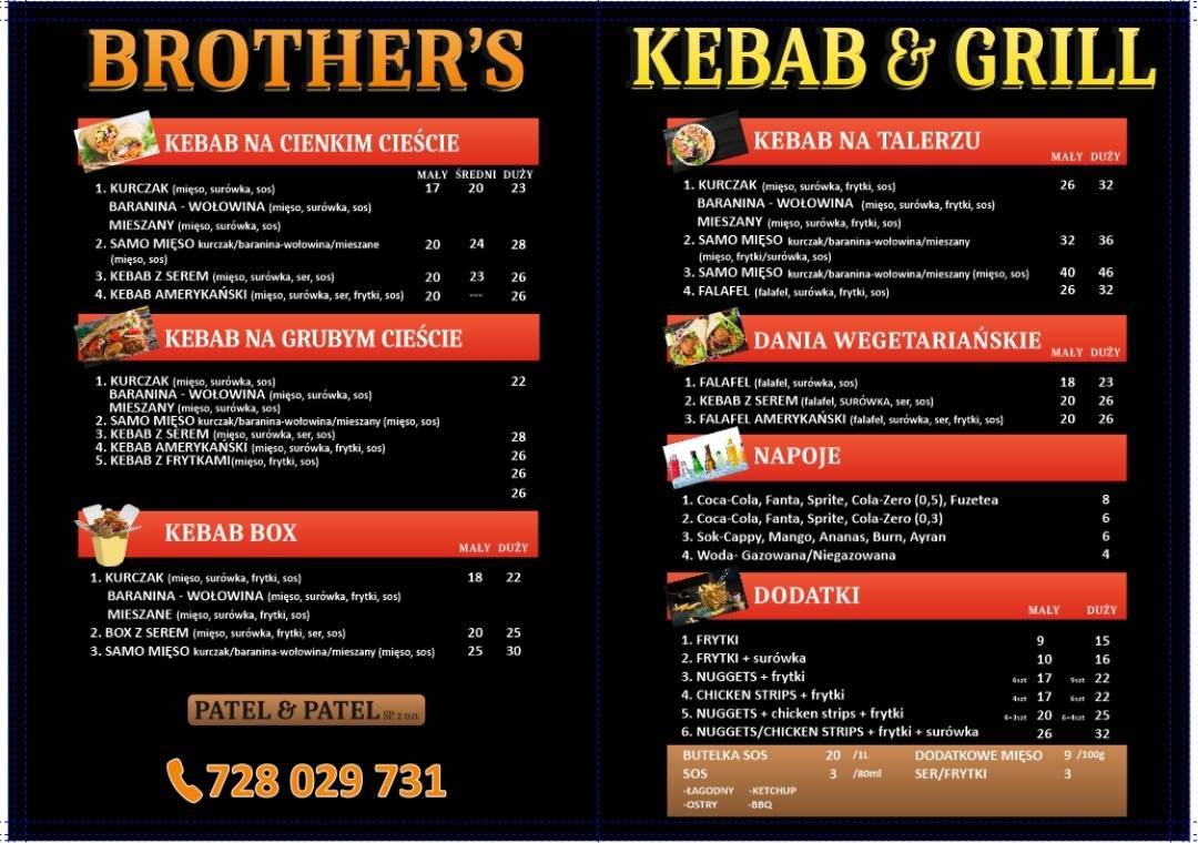 Menu at Brother's kebab & Grill restaurant, Wicko