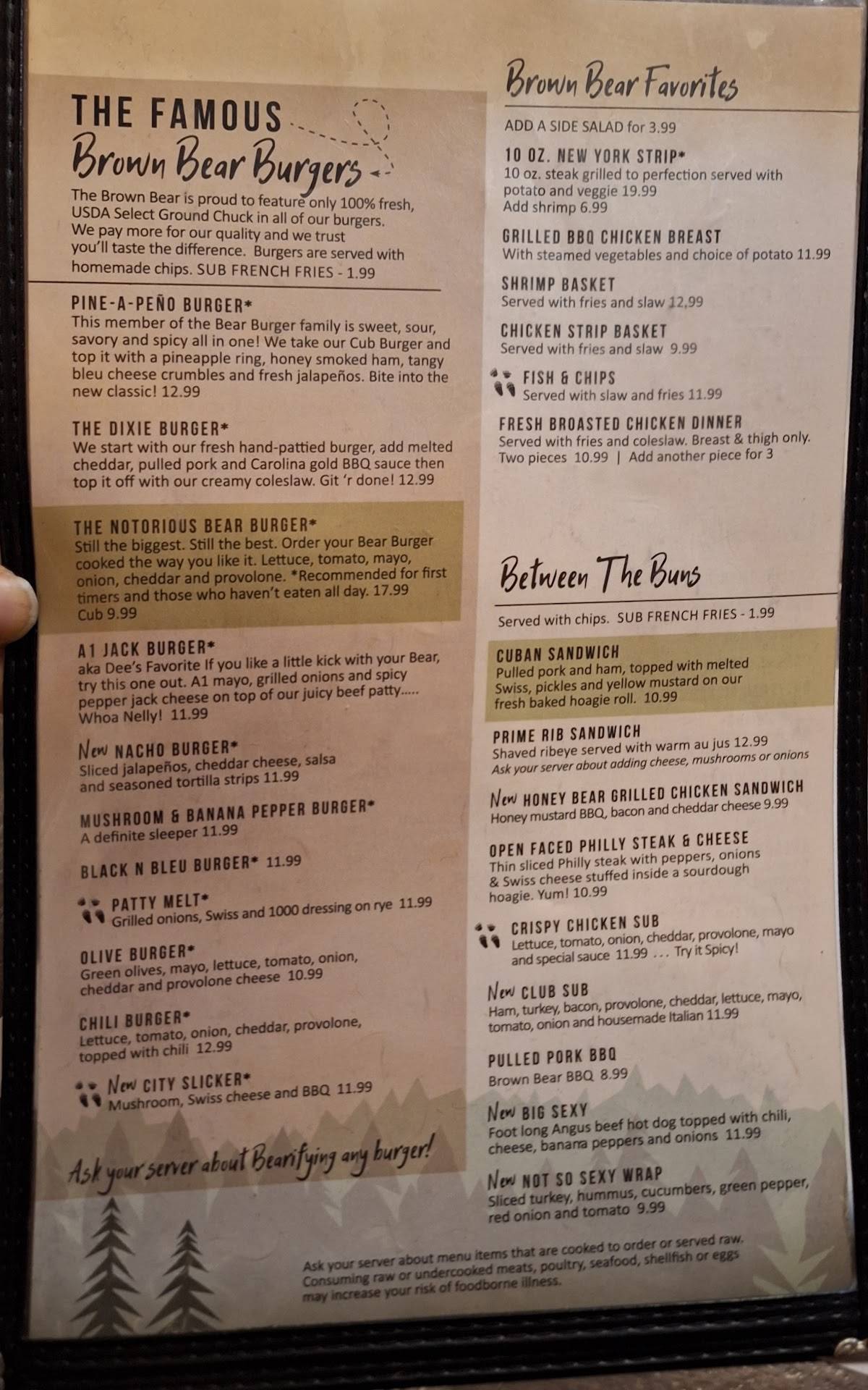 Menu at Brown Bear pub & bar, Pentwater