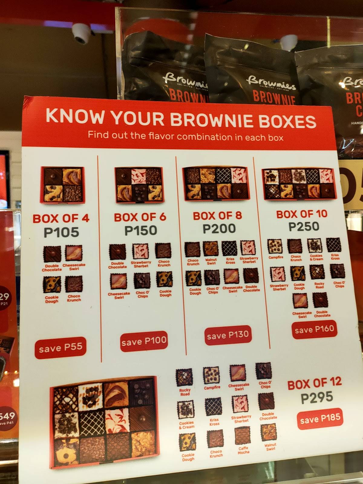 Menu at Brownies Unlimited desserts, Cebu City, SM City Cebu