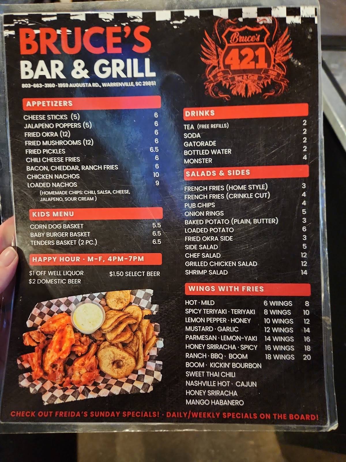 Menu at Bruce's Bar& Grill, Gloverville