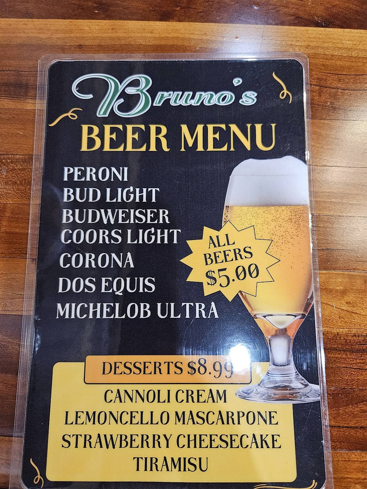 Menu at Bruno’s Italian Ristorante restaurant, Broken Arrow