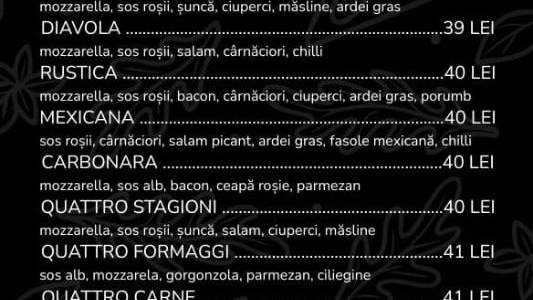 Speisekarte von Soul pizza( Latin ), Bukarest