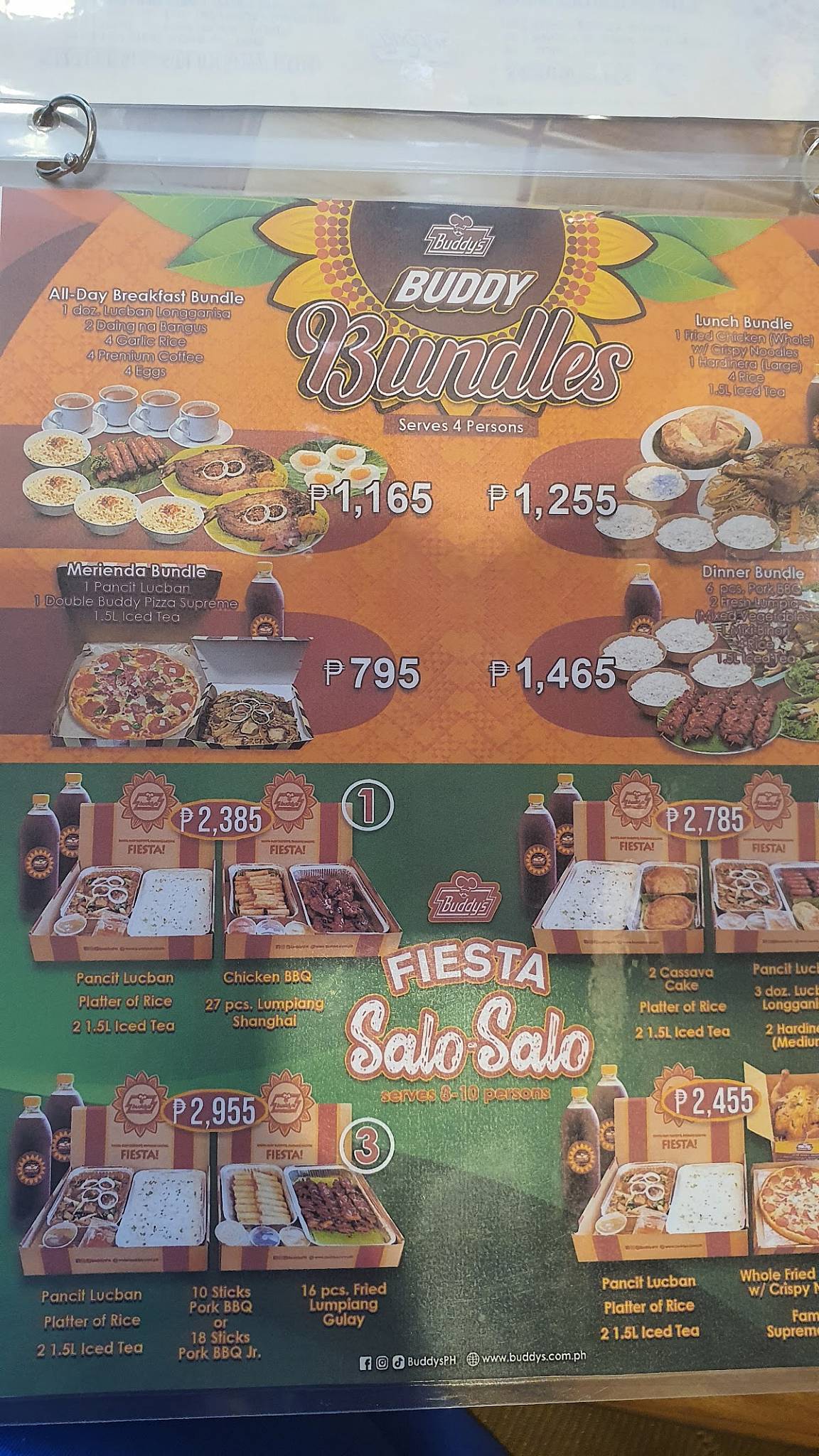 Menu at Buddy's restaurant, Makati, The Link