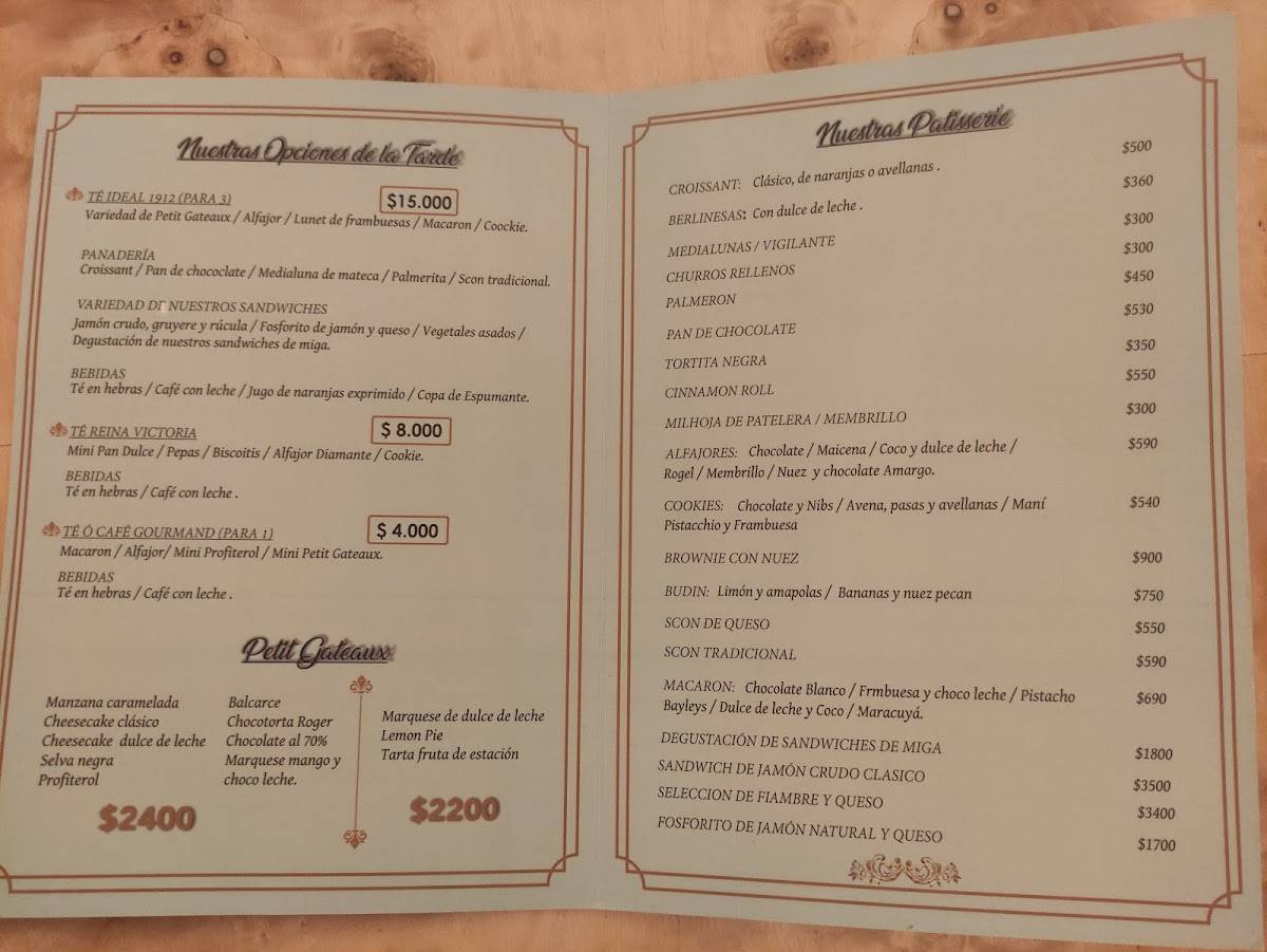 Carta del pub y bar Confitería La Ideal, Buenos Aires, Suipacha 384