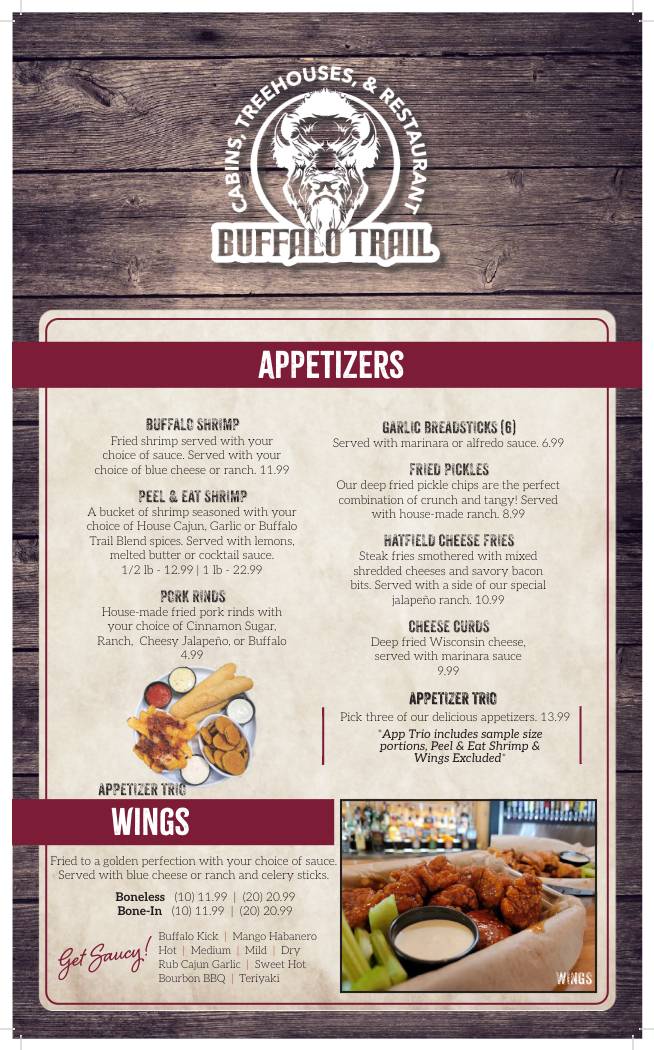 Menu at Buffalo Trail Restaurant and Bar, Bluefield