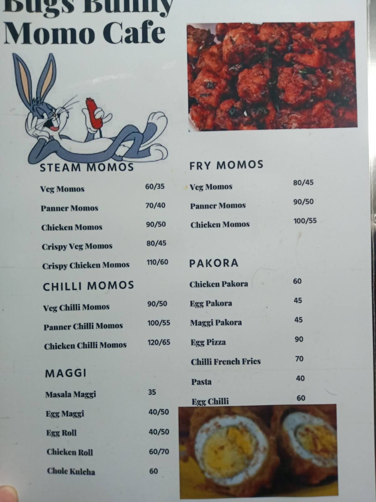 Menu at Bugs Bunny Momo Cafe, Patna