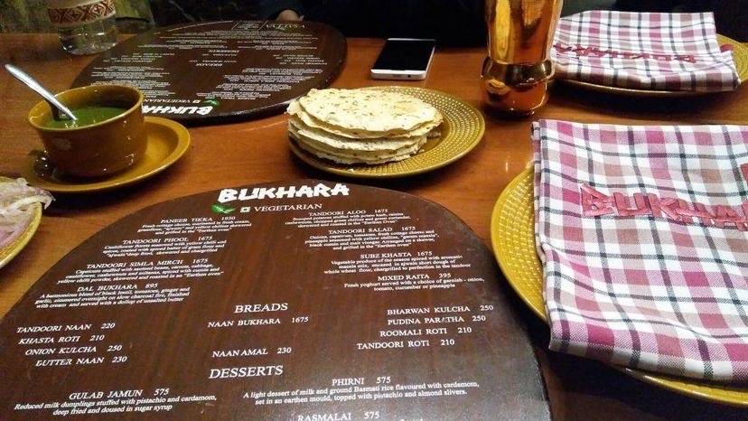 Menu at Bukhara, New Delhi, ITC MAURYA