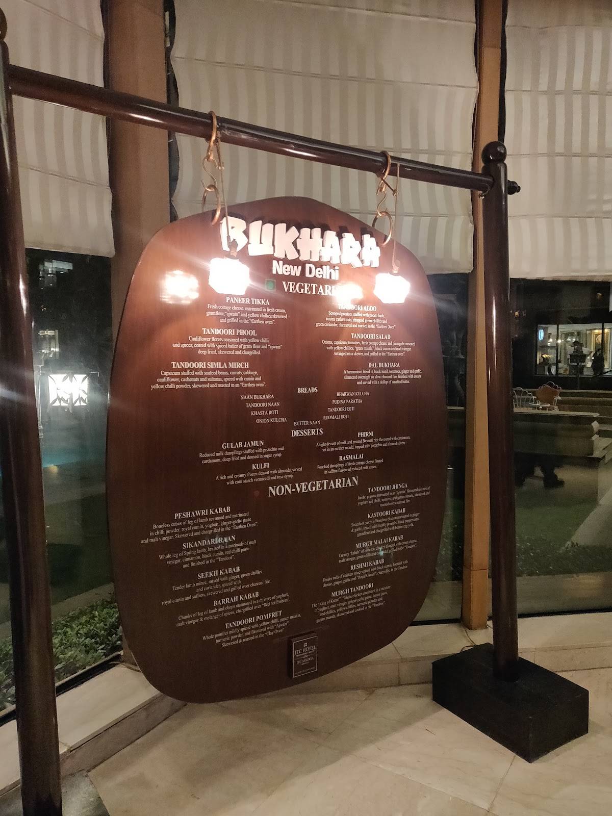 Menu at Bukhara, New Delhi, ITC MAURYA