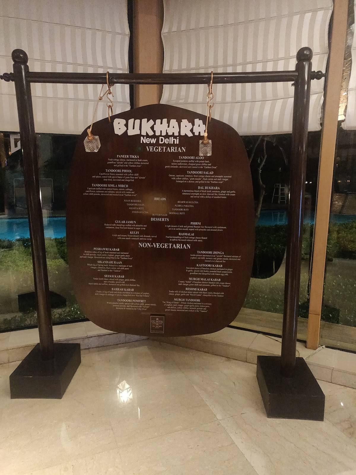 Menu at Bukhara, New Delhi, ITC MAURYA