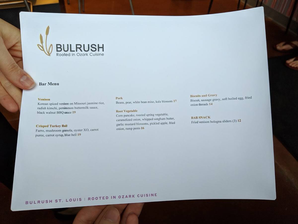 Menu at Bulrush StL Restaurant, St. Louis