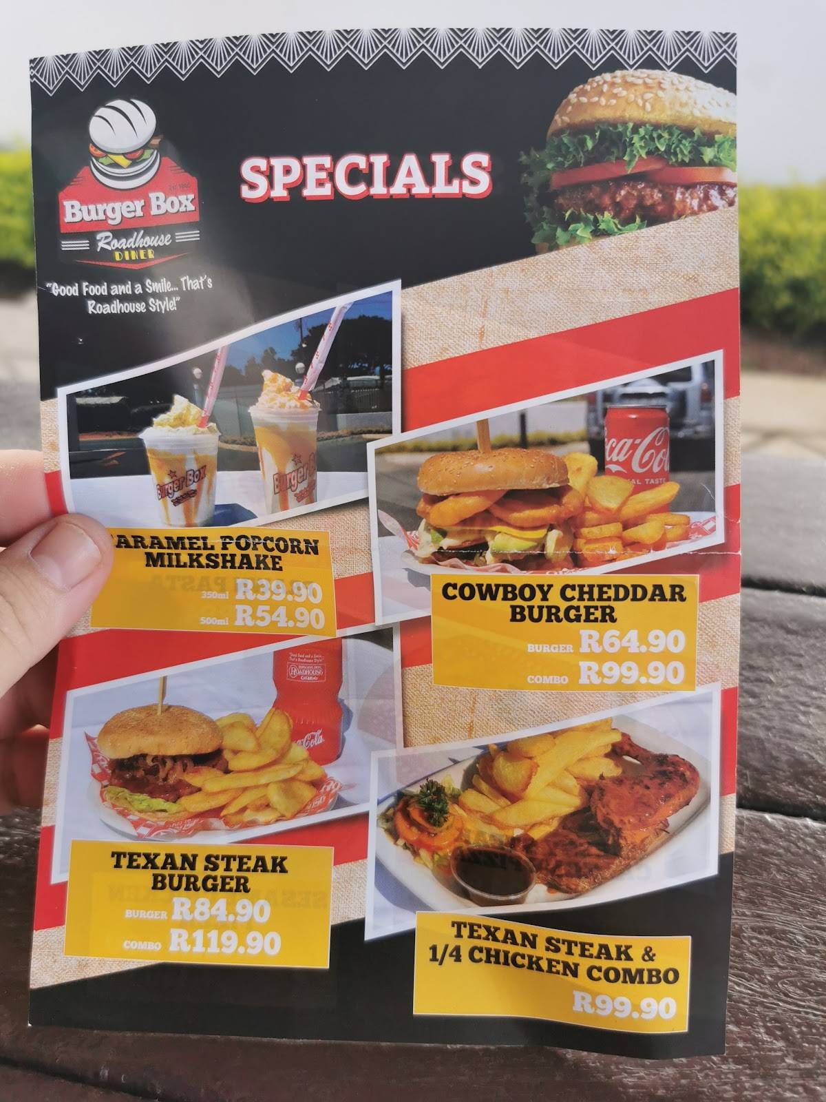Menu at Burger Box Roadhouse Centurion restaurant, Centurion