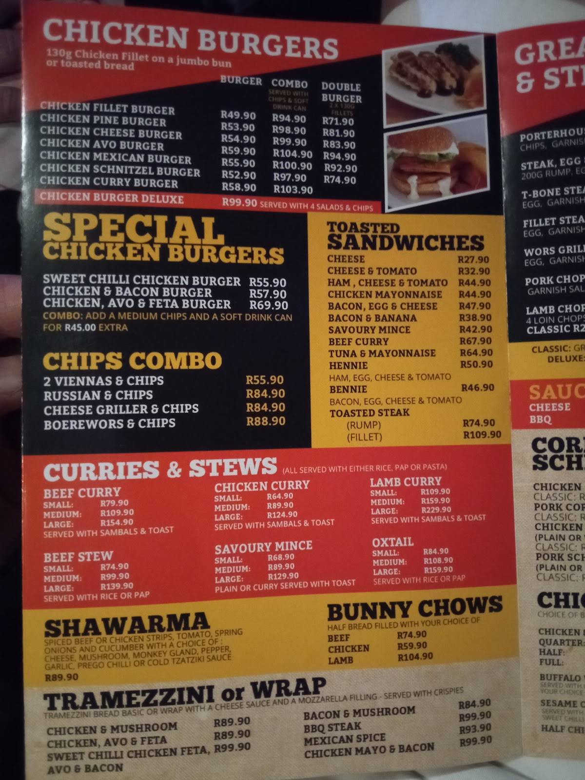 Menu at Burger Box Roadhouse restaurant, Benoni