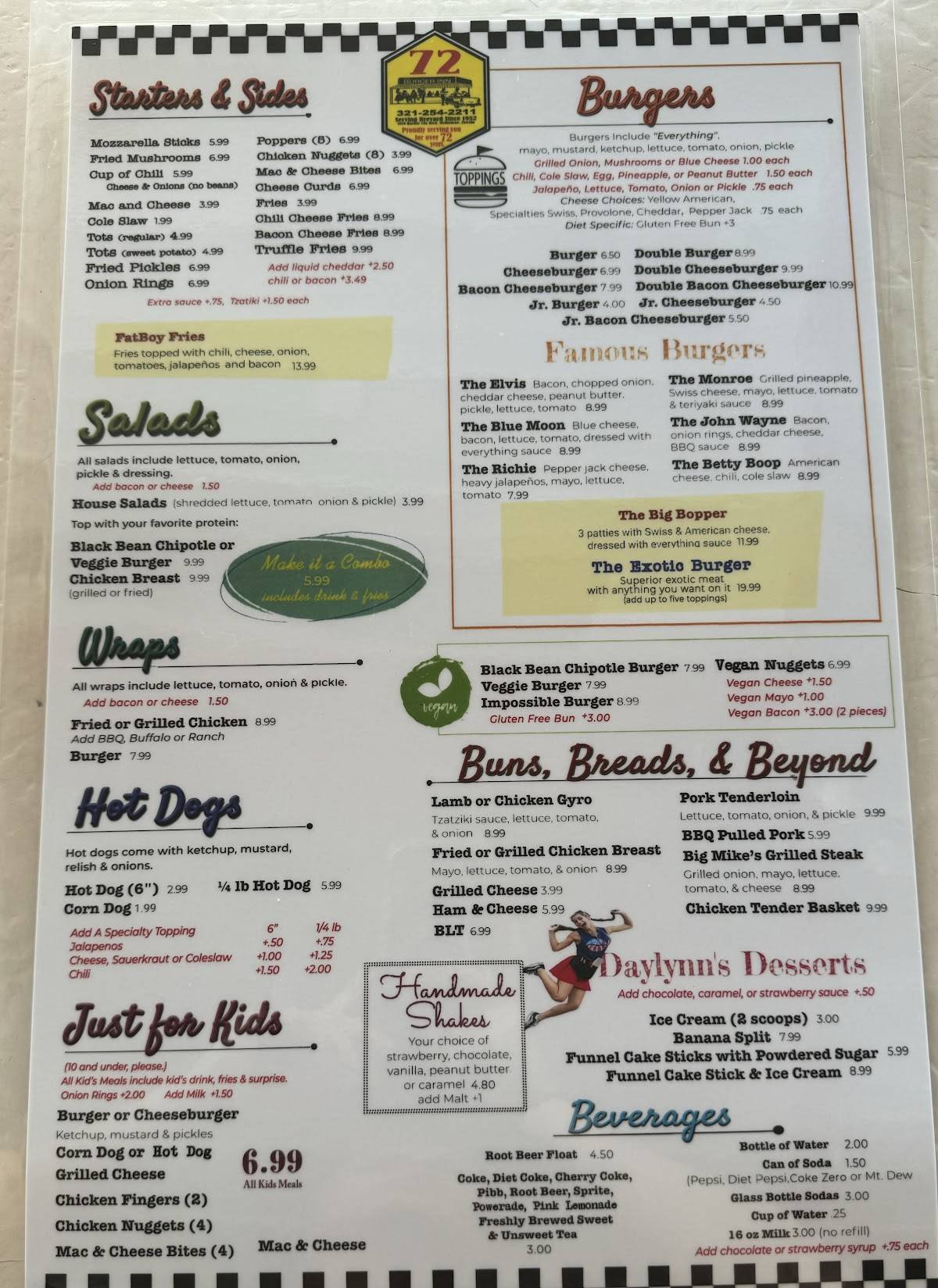 Menu at Burger Inn restaurant, Melbourne