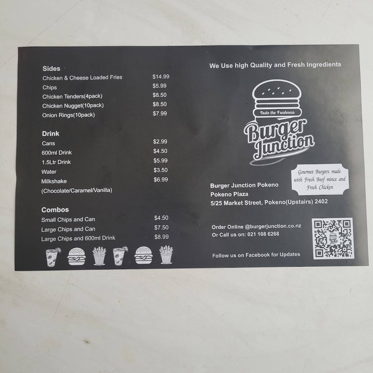 Menu at Burger Junction Pokeno restaurant, Pokeno