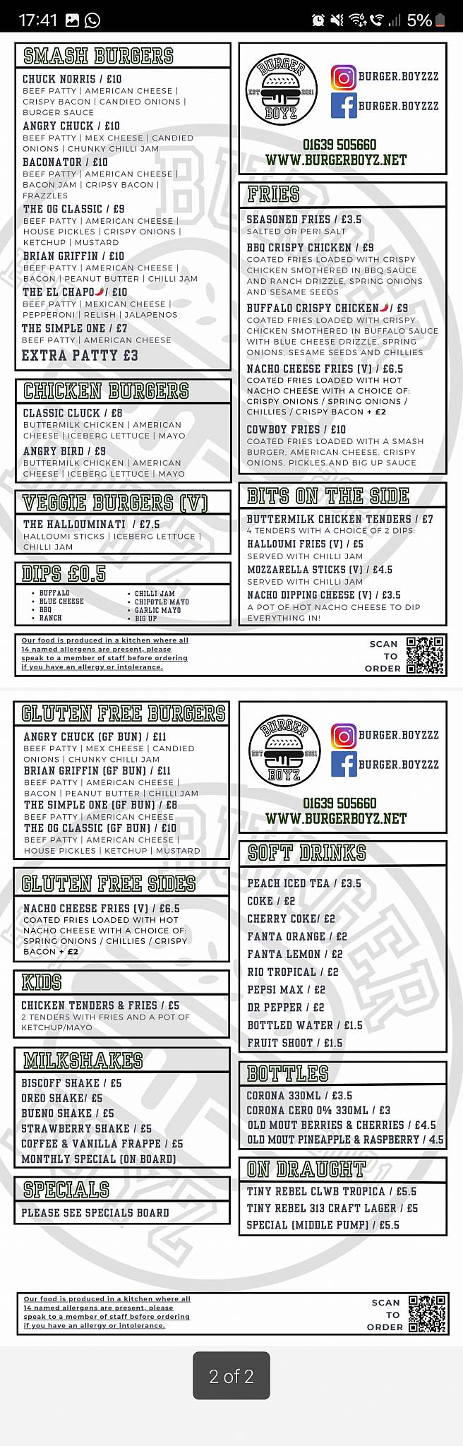 Menu at Burger Boyz - Port Talbot restaurant, Port Talbot