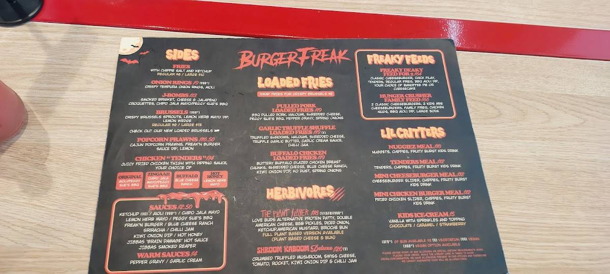Menu at BurgerFreak Belmont restaurant, Belmont