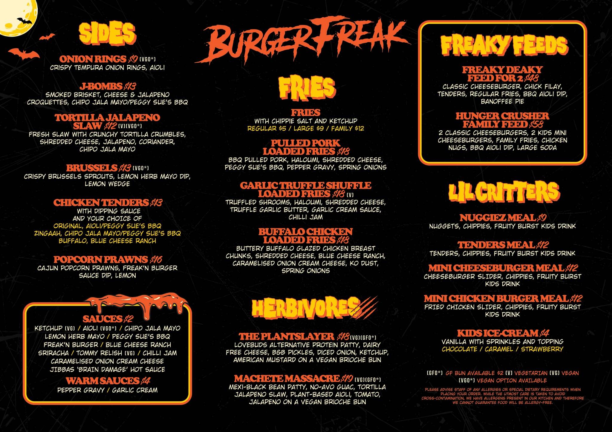 Menu at BurgerFreak Belmont restaurant, Belmont