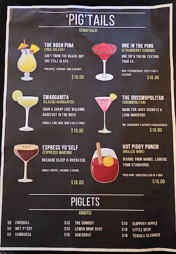 Menu at Bush Pig Inn restaurant, Jackass Flat