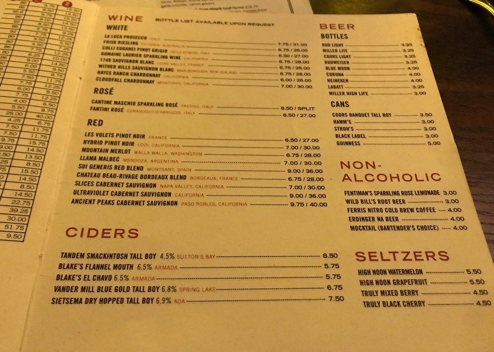 Menu at Butcher's Union pub & bar, Grand Rapids, 438 Bridge St NW