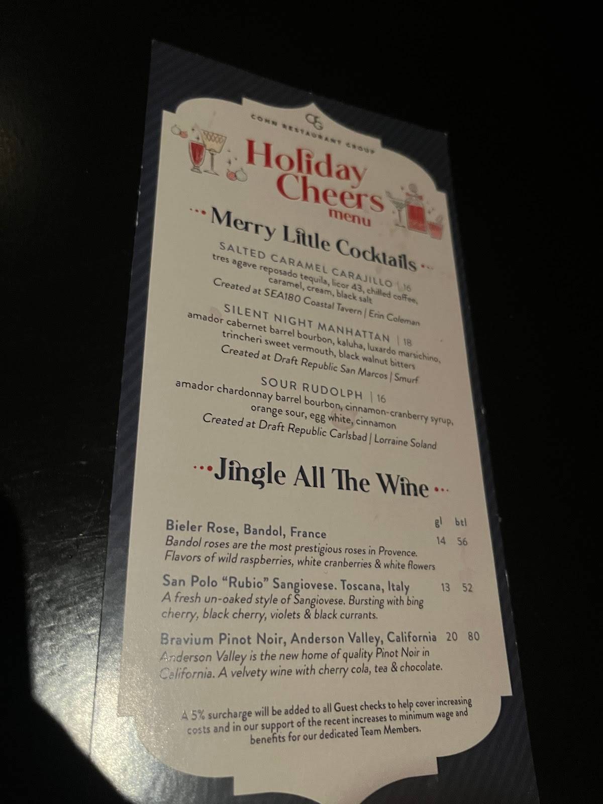 Menu at C Level Lounge steakhouse, San Diego, 880 Harbor Island Dr